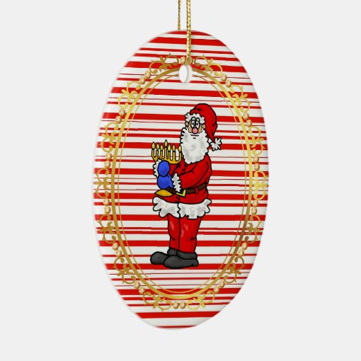 Santa Holding Menorah Chrismukkah Ornament | Zazzle
