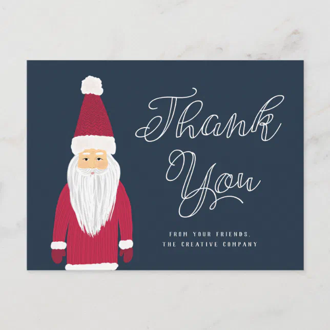 Santa Holiday Thank You Postcard | Zazzle