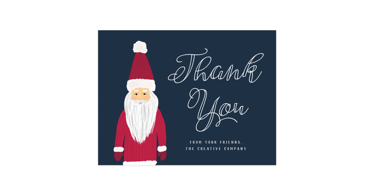 Santa Holiday Thank You Postcard | Zazzle.com