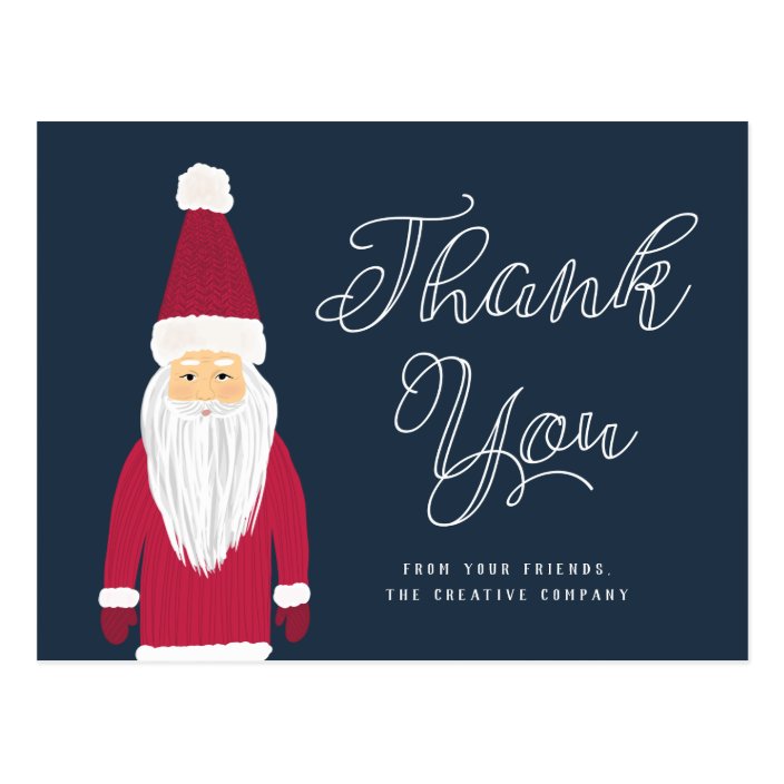 Santa Holiday Thank You Postcard | Zazzle.com