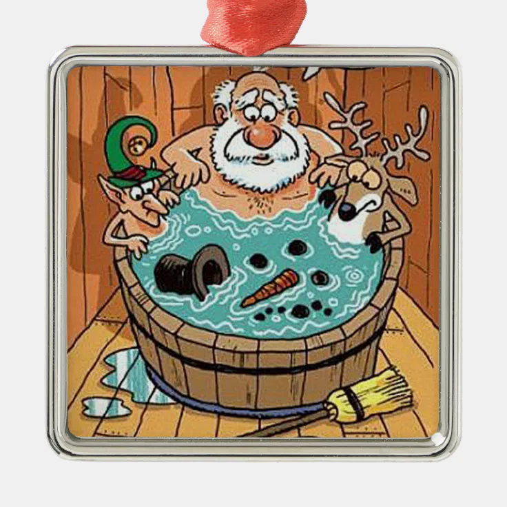 Santa Hot Tub Christmas Tree Ornament | Zazzle