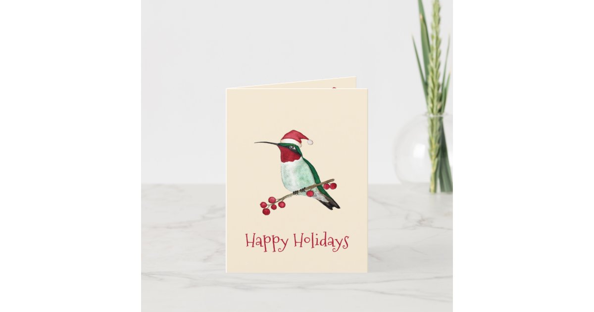 Santa Hummingbird Holiday Card | Zazzle
