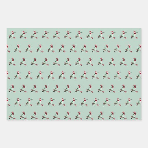 Santa Hummingbird Wrapping Paper Sheets | Zazzle