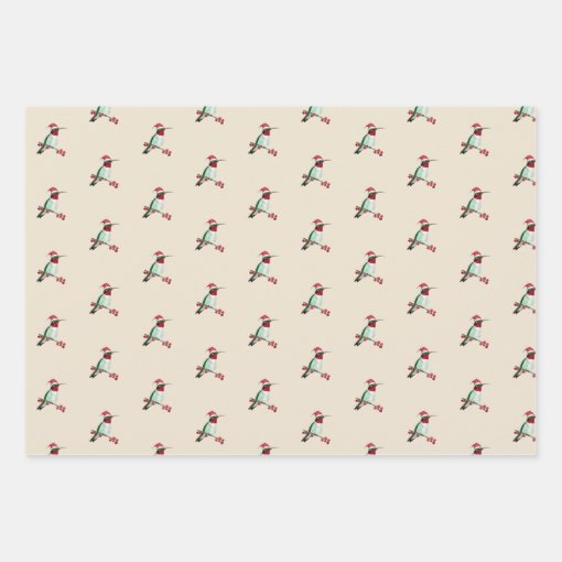Santa Hummingbird Wrapping Paper Sheets | Zazzle