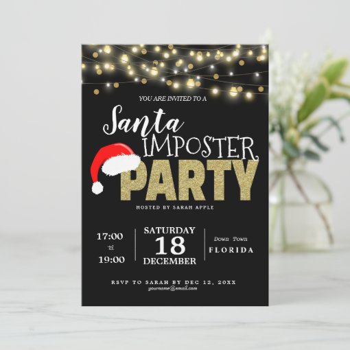Santa imposter Christmas office fancy dress Invitation | Zazzle