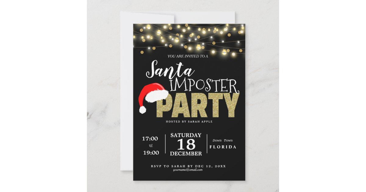 Santa imposter Christmas office fancy dress Invitation | Zazzle
