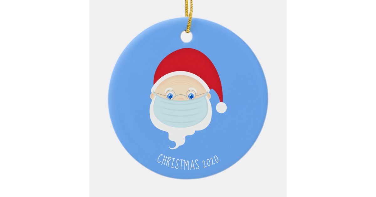 Santa in Face Mask Christmas 2020 Ceramic Ornament | Zazzle