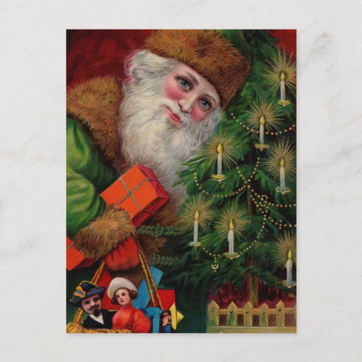 Santa in Green Postcard | Zazzle.com