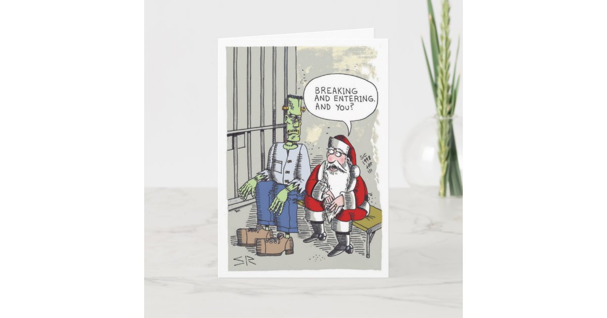 Santa in Jail greeting card | Zazzle