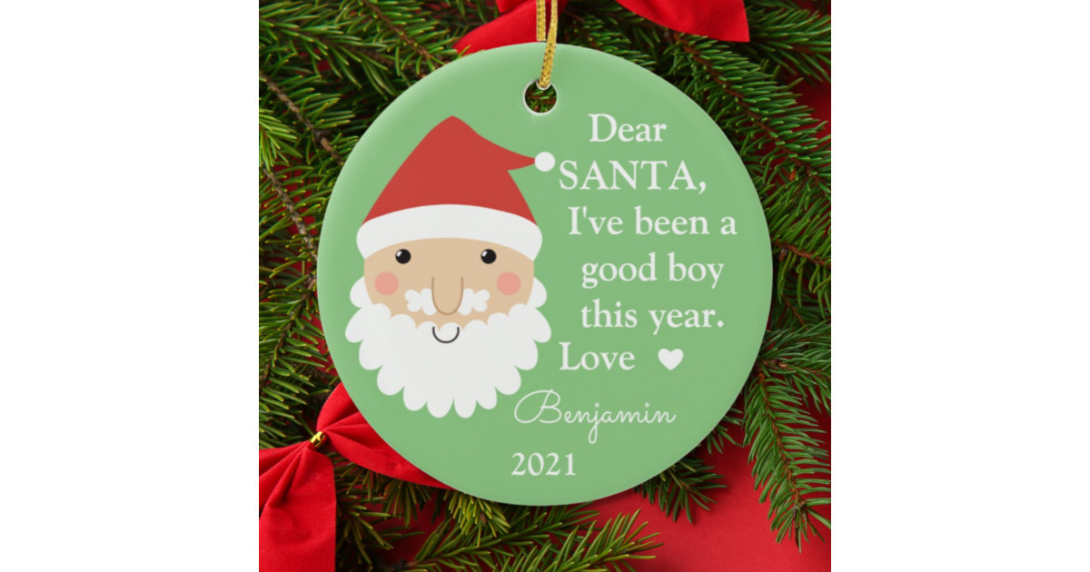 Santa I've Been Good Boy Photo Christmas Ceramic Ornament | Zazzle