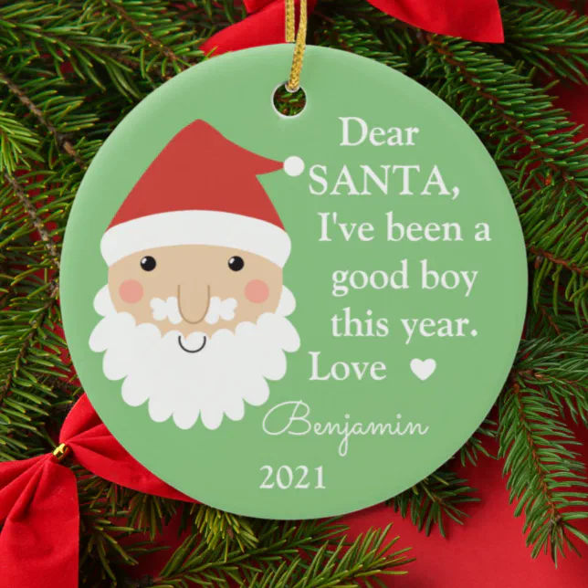 Santa I've Been Good Boy Photo Christmas Ceramic Ornament | Zazzle