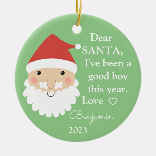Santa I've Been Good Boy Photo Christmas Ceramic Ornament | Zazzle