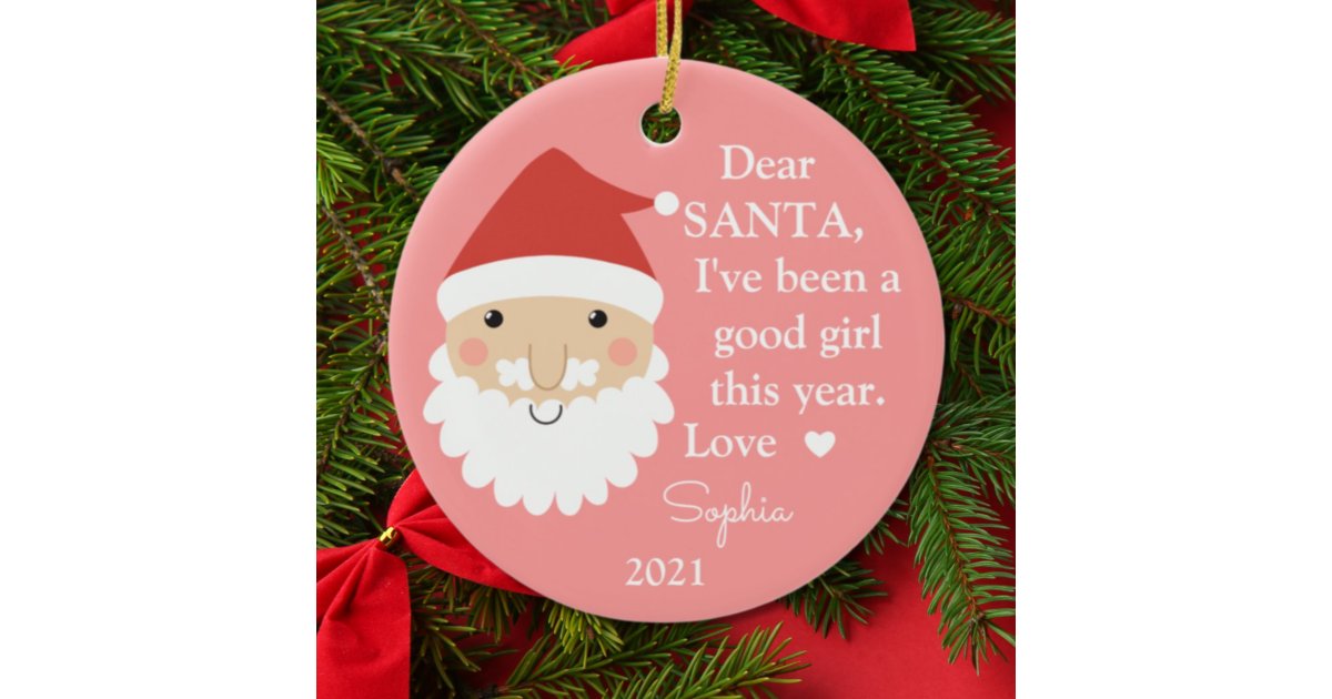 Santa I've Been Good Girl Photo Christmas Ceramic Ornament | Zazzle