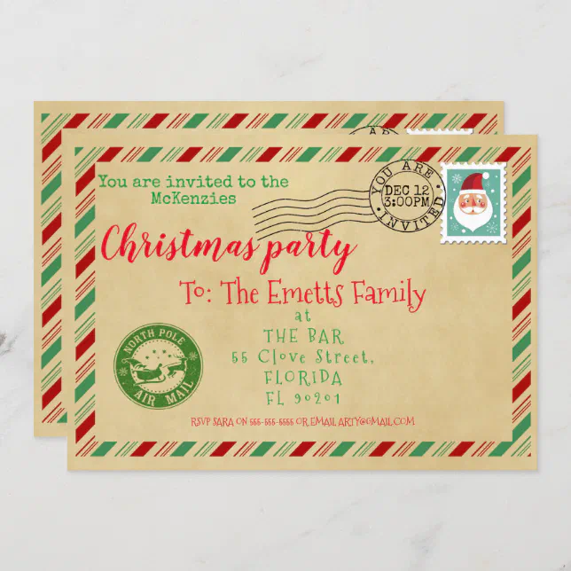 Santa letter Christmas old letter santa party Invitation | Zazzle
