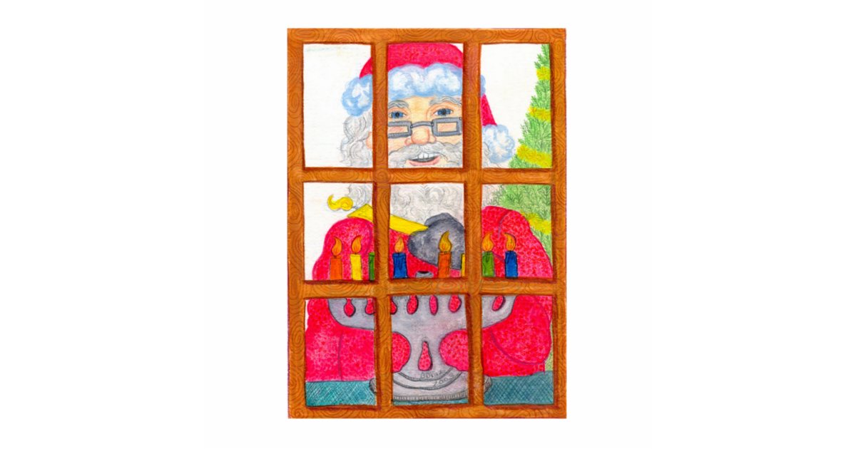 Santa Lighting Menorah Ornament | Zazzle