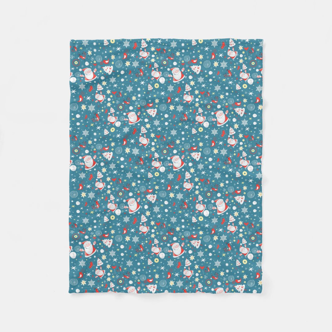 Santa Love Pattern Fleece Blanket | Zazzle