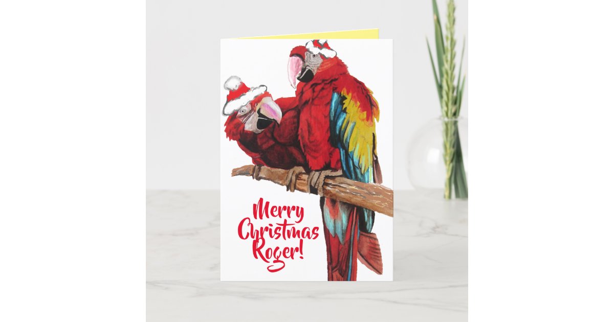 Santa Macaws Red Parrot Christmas Card | Zazzle