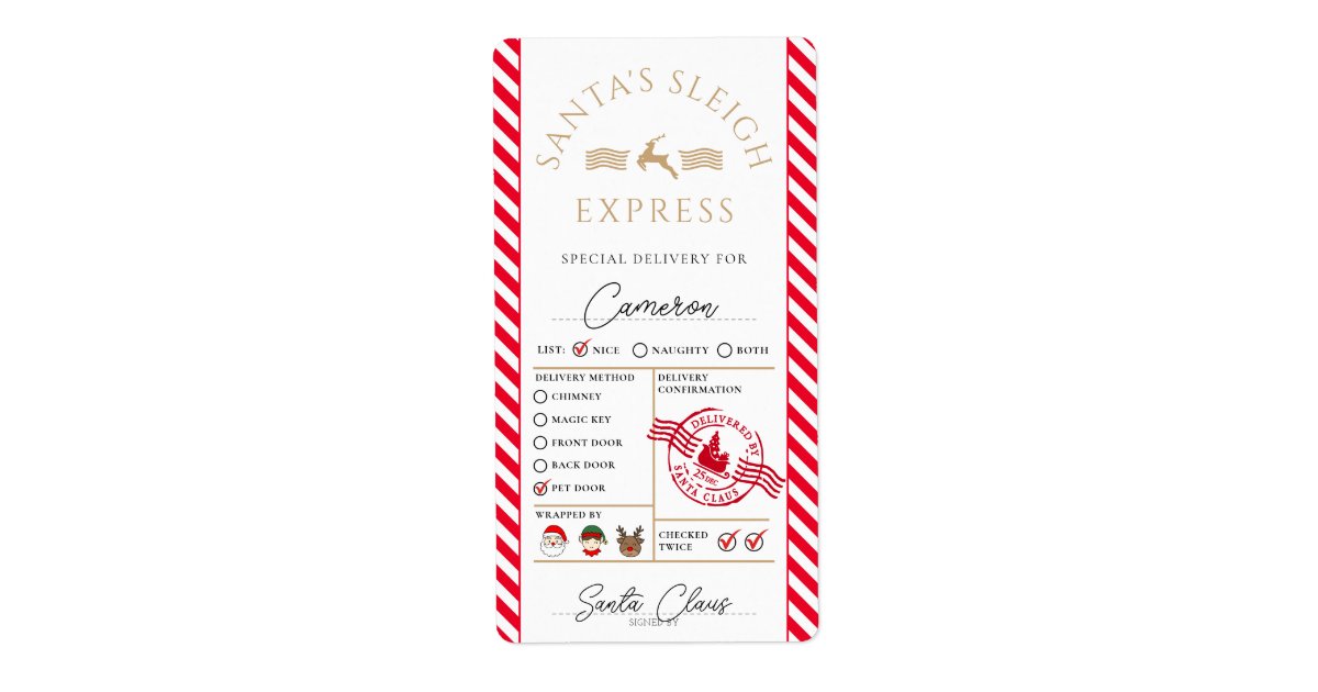 Santa Mail Express Special Delivery Gift Sticker | Zazzle