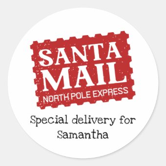 Santa mail special delivery Christmas gift sticker | Zazzle
