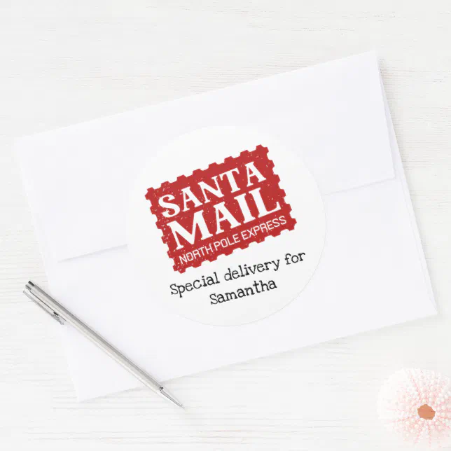 Santa mail special delivery Christmas gift sticker | Zazzle