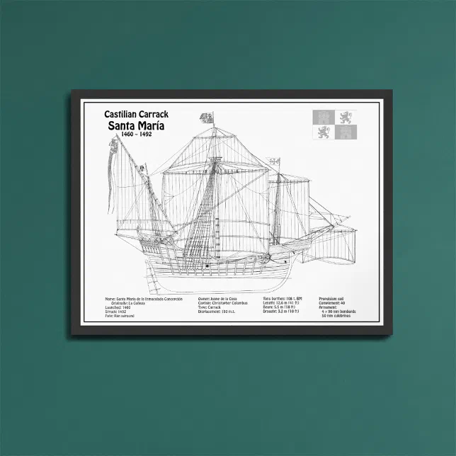 Santa Maria - Ship Blueprint Plans BD Photo Print | Zazzle