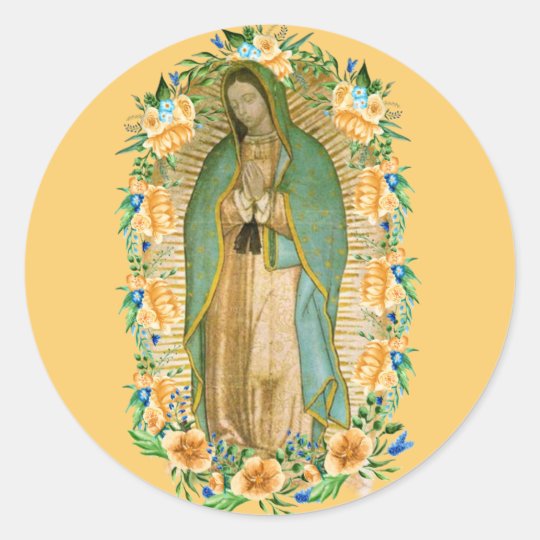 Santa Maria, Virgen de Guadalupe Mother Mary Classic Round Sticker ...