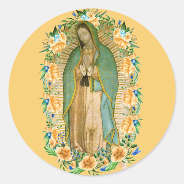Santa Maria, Virgen de Guadalupe Mother Mary Classic Round Sticker | Zazzle