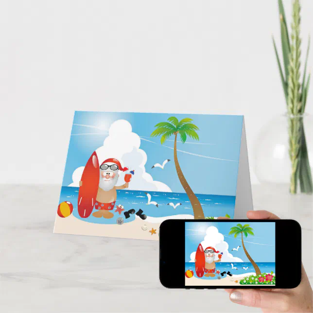Santa Merry Christmas from the Beach Holiday Card | Zazzle