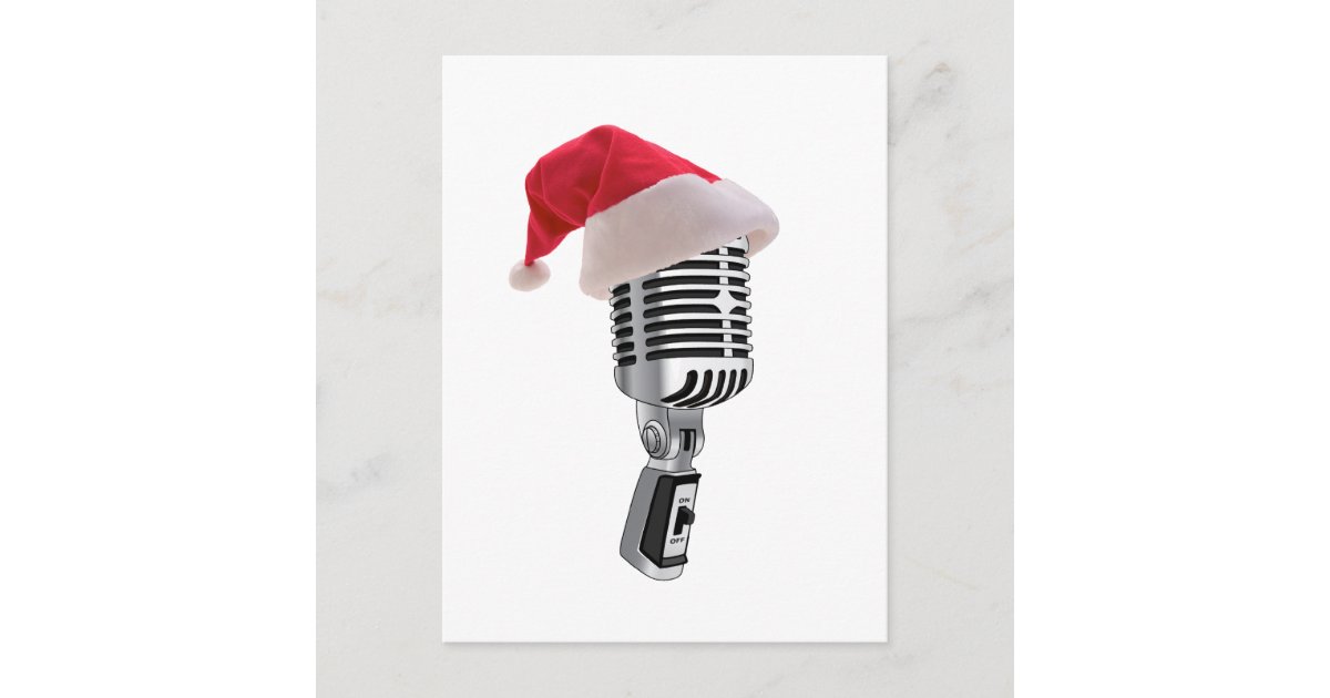 santa microphone holiday postcard | Zazzle