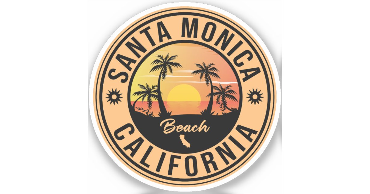 Santa Monica California Sunset Vacation Souvenirs Sticker | Zazzle