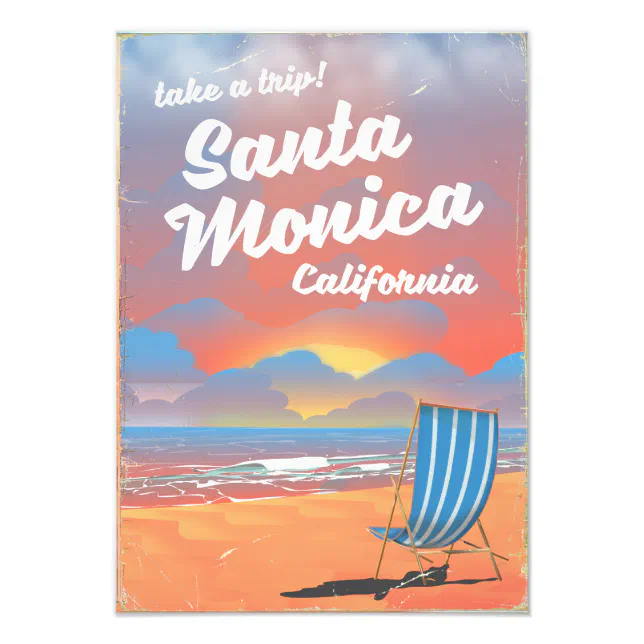 Santa Monica California vintage beach poster | Zazzle