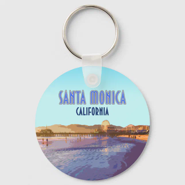 Santa Monica Los Angeles California Vintage Keychain | Zazzle