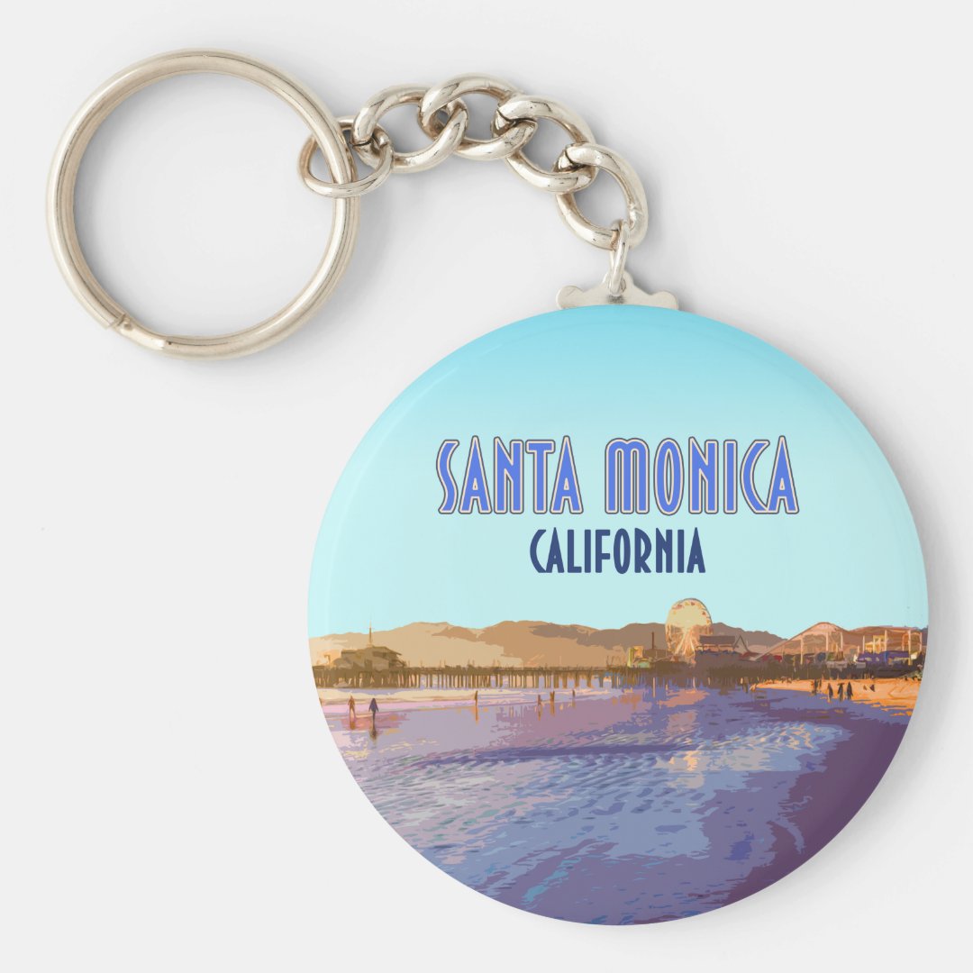 Santa Monica Los Angeles California Vintage Keychain | Zazzle