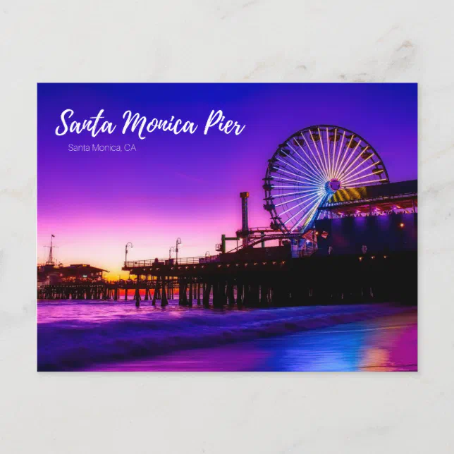 Santa Monica Pier Holiday Postcard | Zazzle