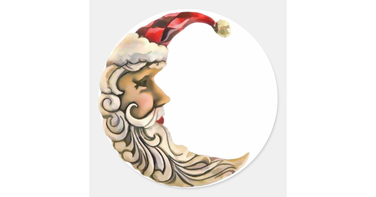 Santa Moon Christmas Classic Round Sticker | Zazzle