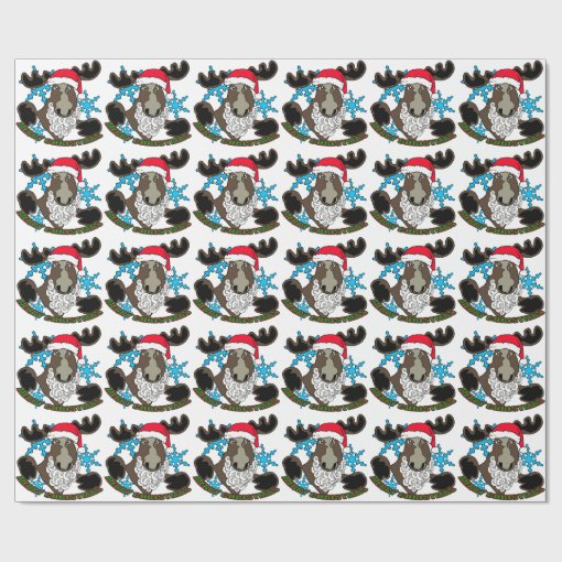 Santa moose wrapping paper | Zazzle