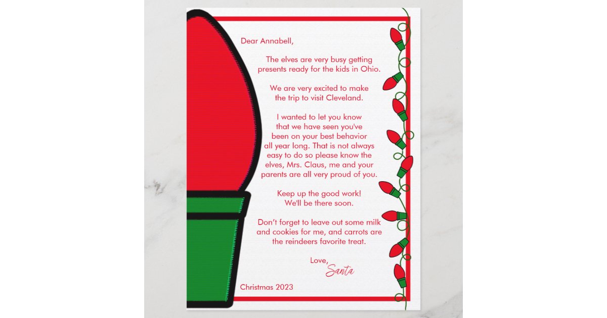 Santa & Mrs Claus Letter Paper Sheet | Zazzle