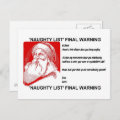 Santa - Naughty List - Final Warning! Holiday Postcard | Zazzle