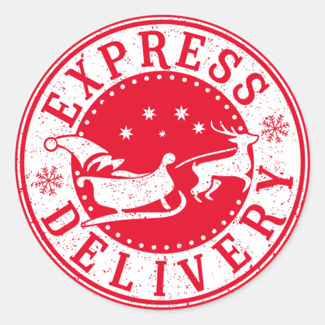 santa north pole express delivery secret gift classic round sticker ...
