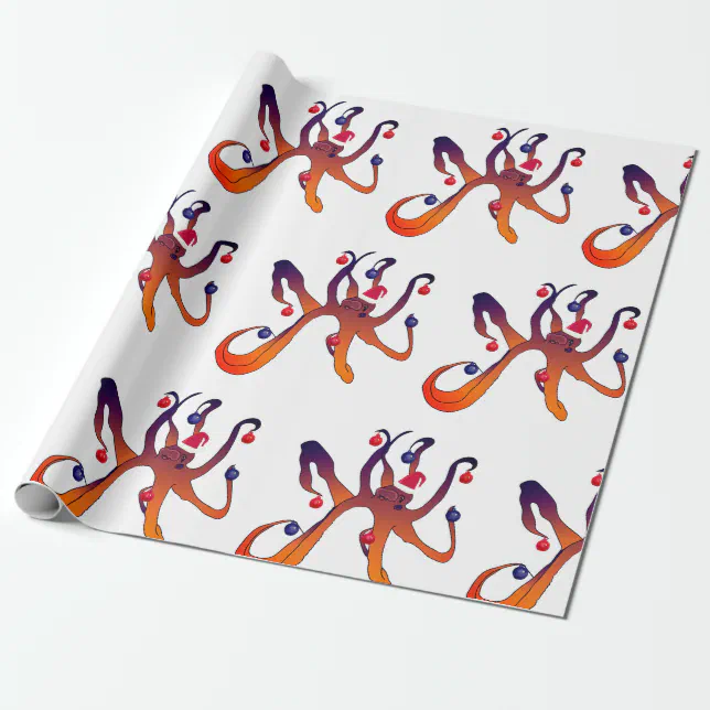 Santa Octopus Wrapping Paper | Zazzle