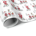 Santa on a bicycles cute kids novelty wrapping paper | Zazzle