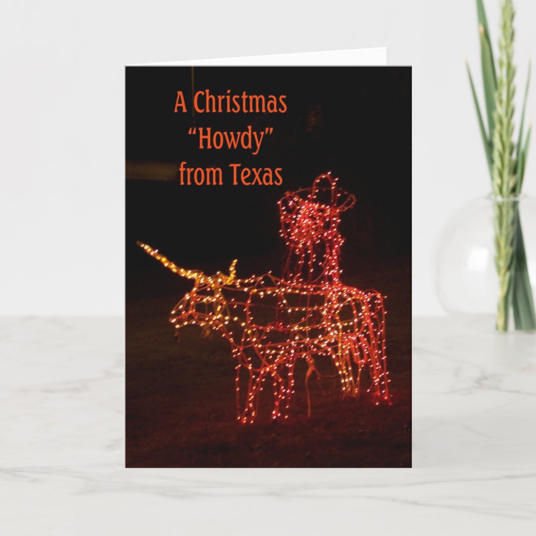 Santa on a Longhorn Texas Christmas Greeting Card | Zazzle