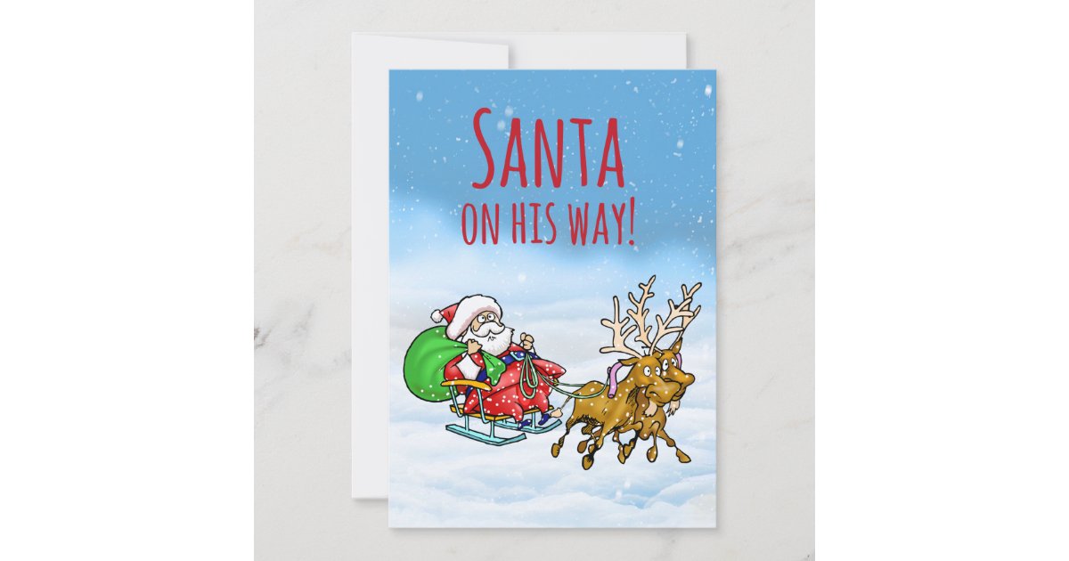 Santa On His Way! Christmas Greeting Card | Zazzle