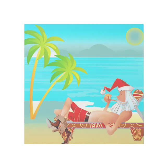 SANTA ON THE BEACH ART GALLERY WRAP 12X12 | Zazzle