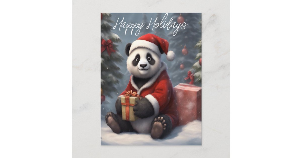 Santa Panda Bear Holiday Postcard | Zazzle