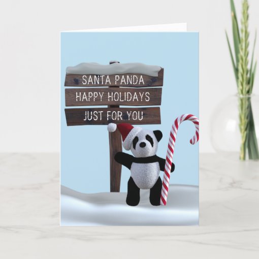 Santa Panda Bear North Pole Christmas Holiday Card | Zazzle