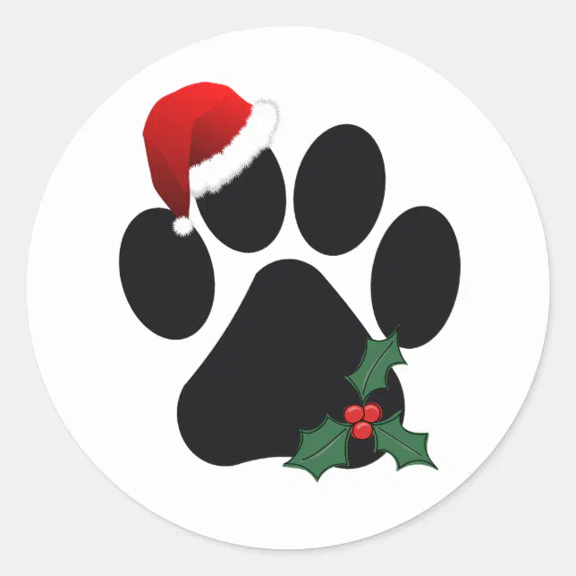 Santa Paw Print Christmas Classic Stickers | Zazzle