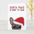 Santa Paws Christmas Blue French Bulldog Card | Zazzle