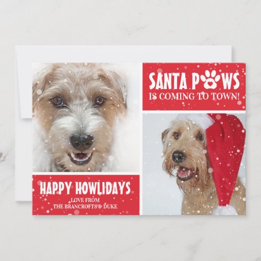 Santa Paws Dog Photo Happy Howlidays Christmas Holiday Card | Zazzle