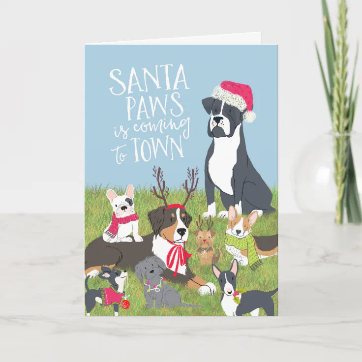 "Santa Paws" Dog-Themed Christmas Card | Zazzle